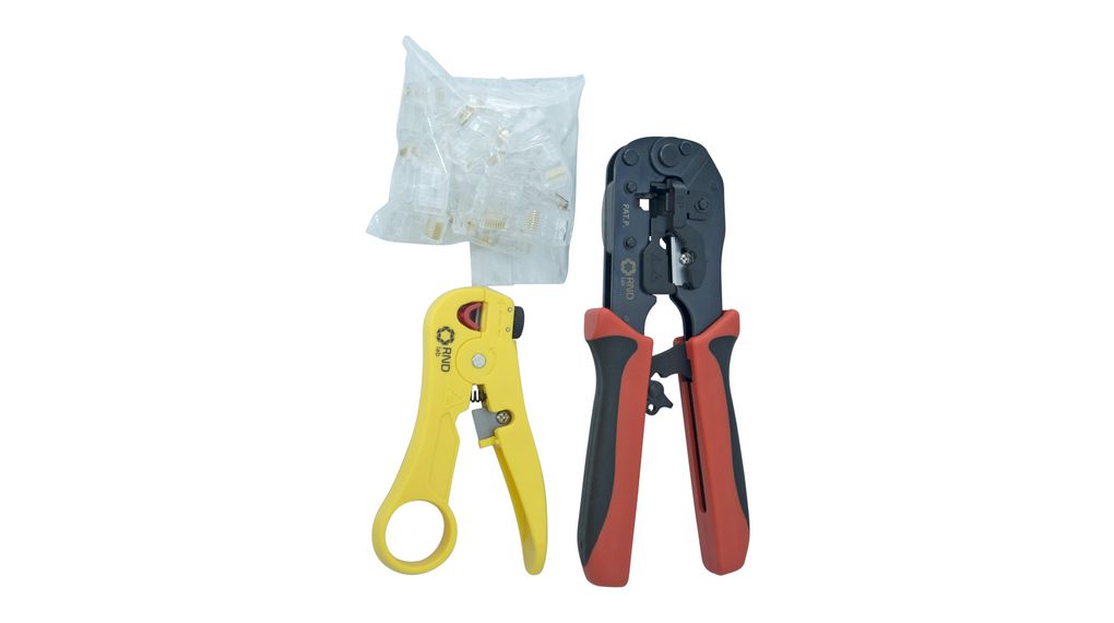 RND 550-00345 | RND Ratchet Crimping Pliers and Installation Kit for Modular Plugs, RJ45, 0.5 ...
